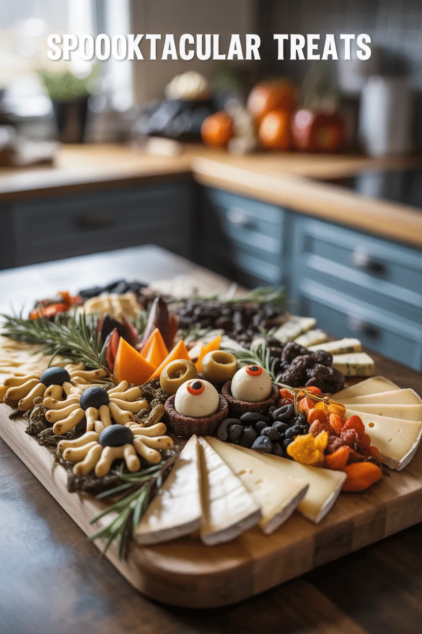 Halloween Charcuterie Board with Spider Crackers & Cheese Eyeballs ...