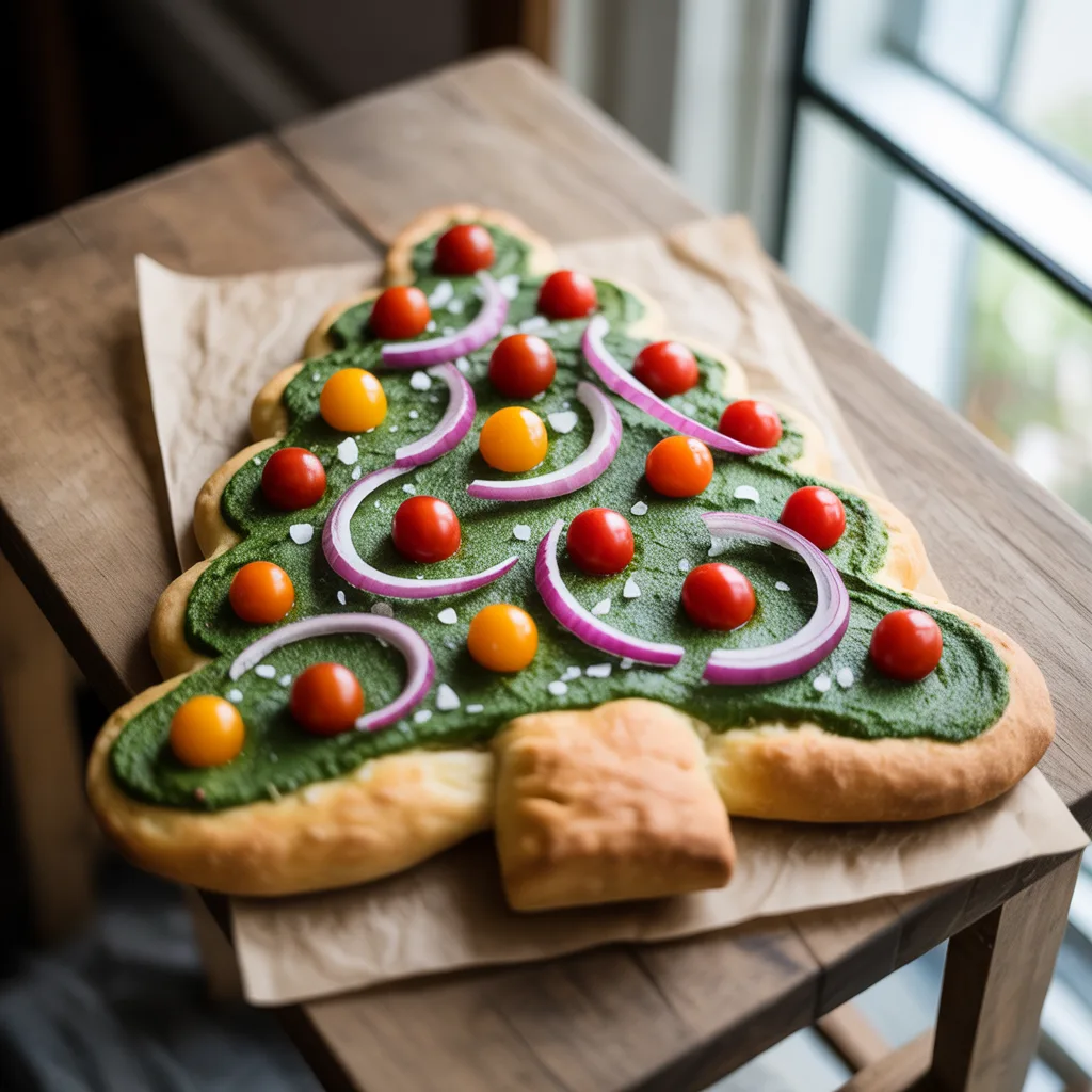 Create a Festive Christmas Tree Focaccia Bread Art - chefsavory.com