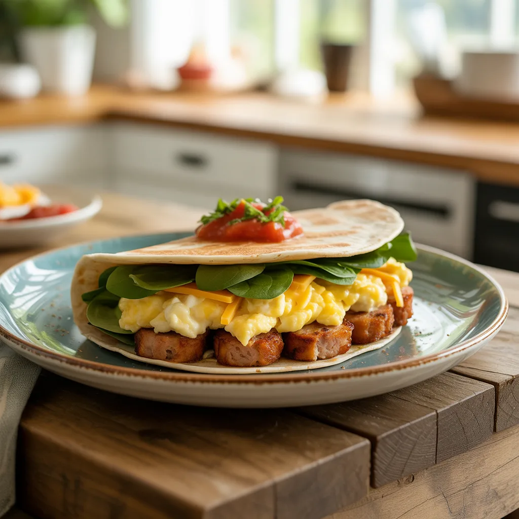 Crispy Turkey Sausage and Egg Breakfast Crunch Wrap - chefsavory.com